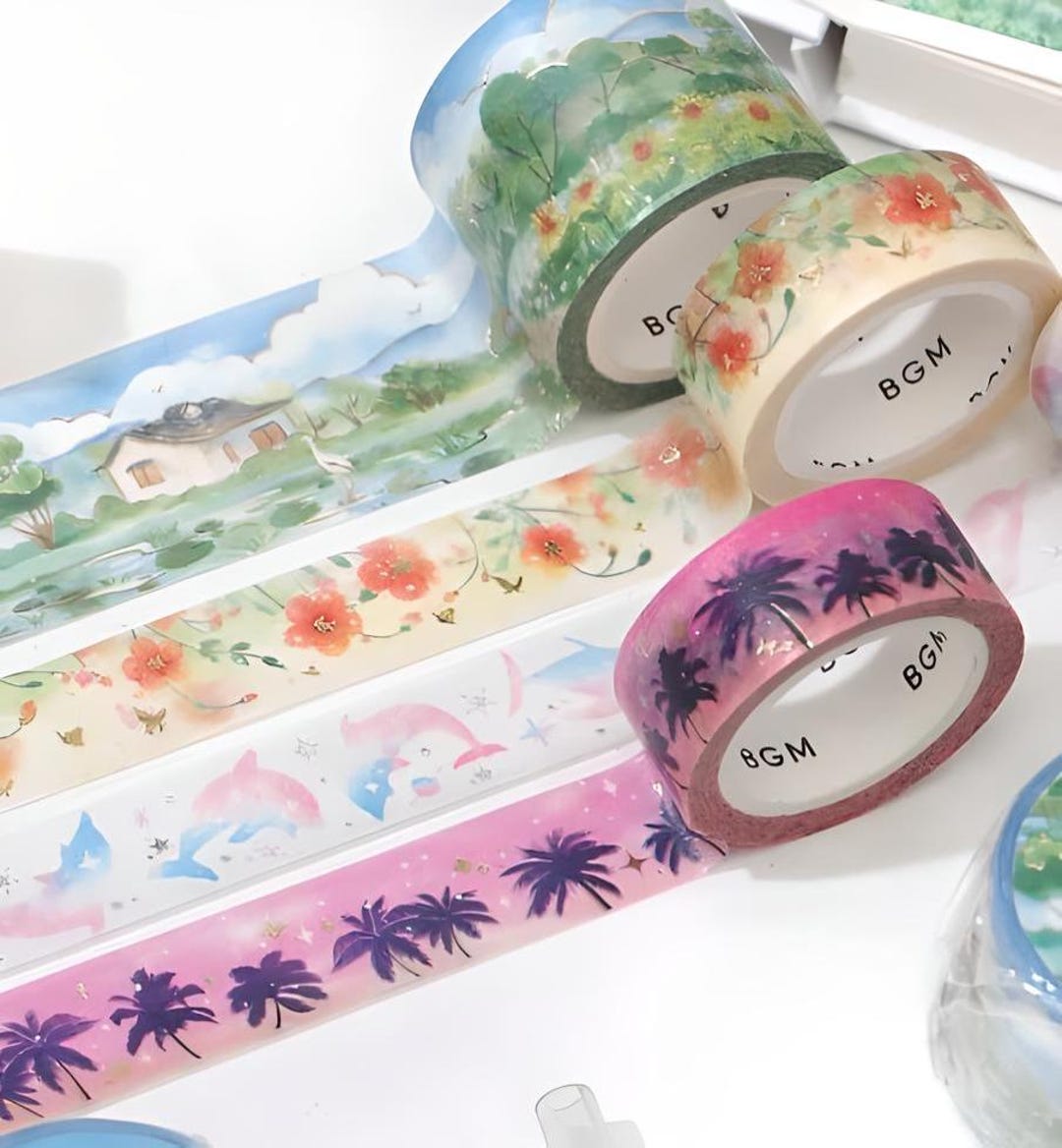 BGM. Summer Limited 2023. Washi Tape. Hydrangea. Palm Tree. Sunflower ...