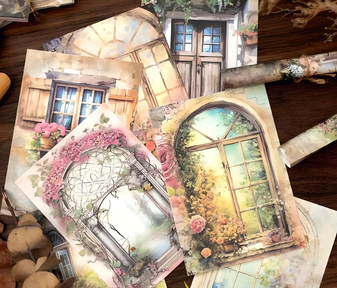 40 Decorative Paper. Scrapbooking. Collage. Magical. Windows. Retro ...