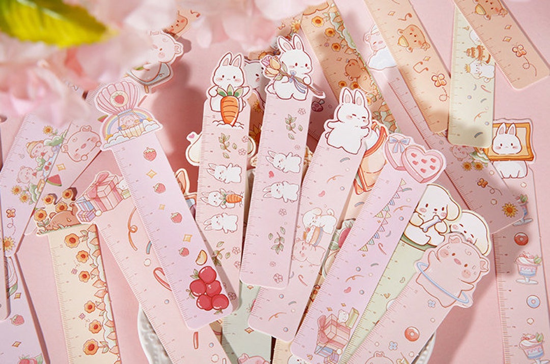 30, Cardstock, Kawaii, Cartoon Animals, Bookmarks, Rulers. Rabbit. Bear ...