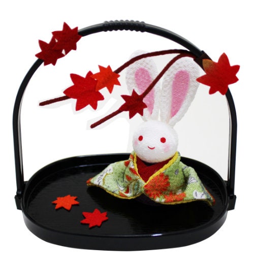 Japanese Display. Fabric Rabbit in Kimono. Autumn Leaves. - Etsy