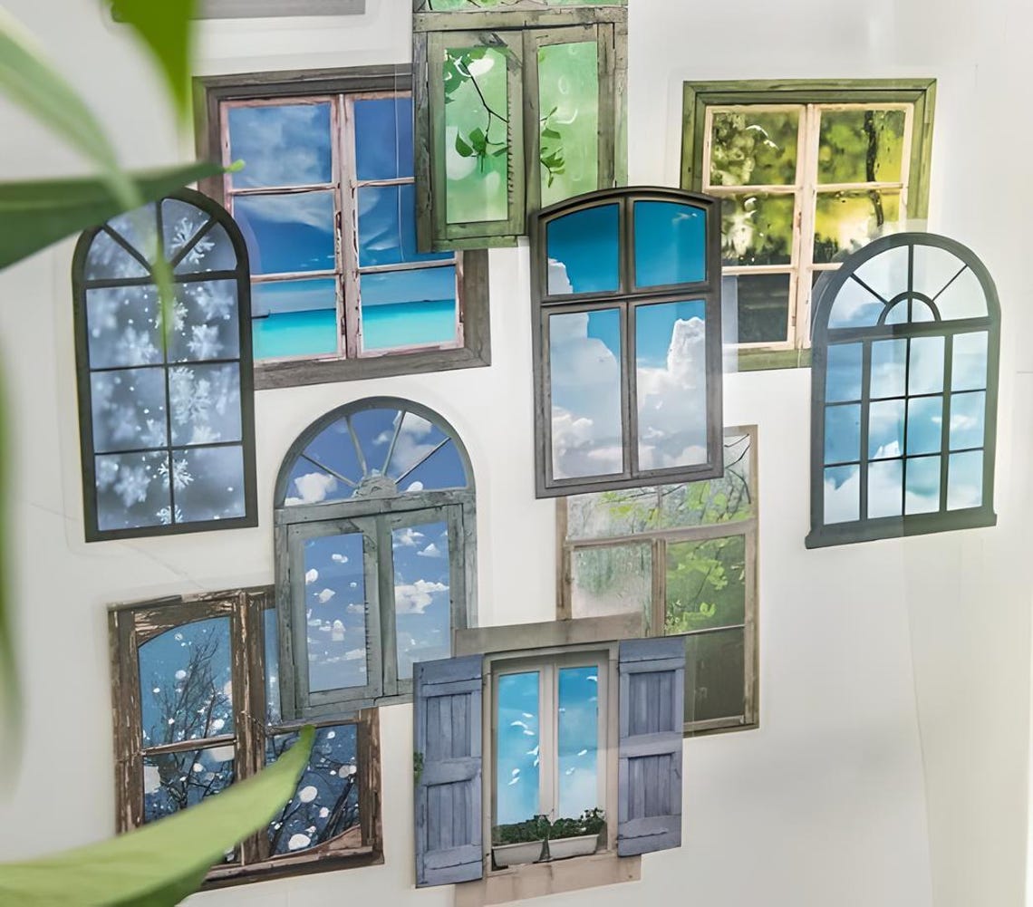 4 Designs. 20 Windows, PET Stickers. Windows. View. Scenery. Rain ...