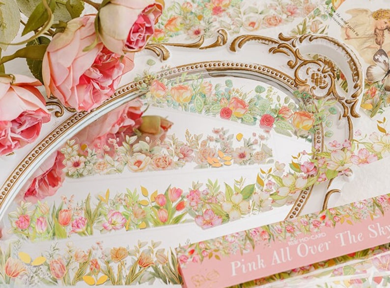 15 Gilded Page Border Stickers. PET. Flowers. Tulips. Field. - Etsy