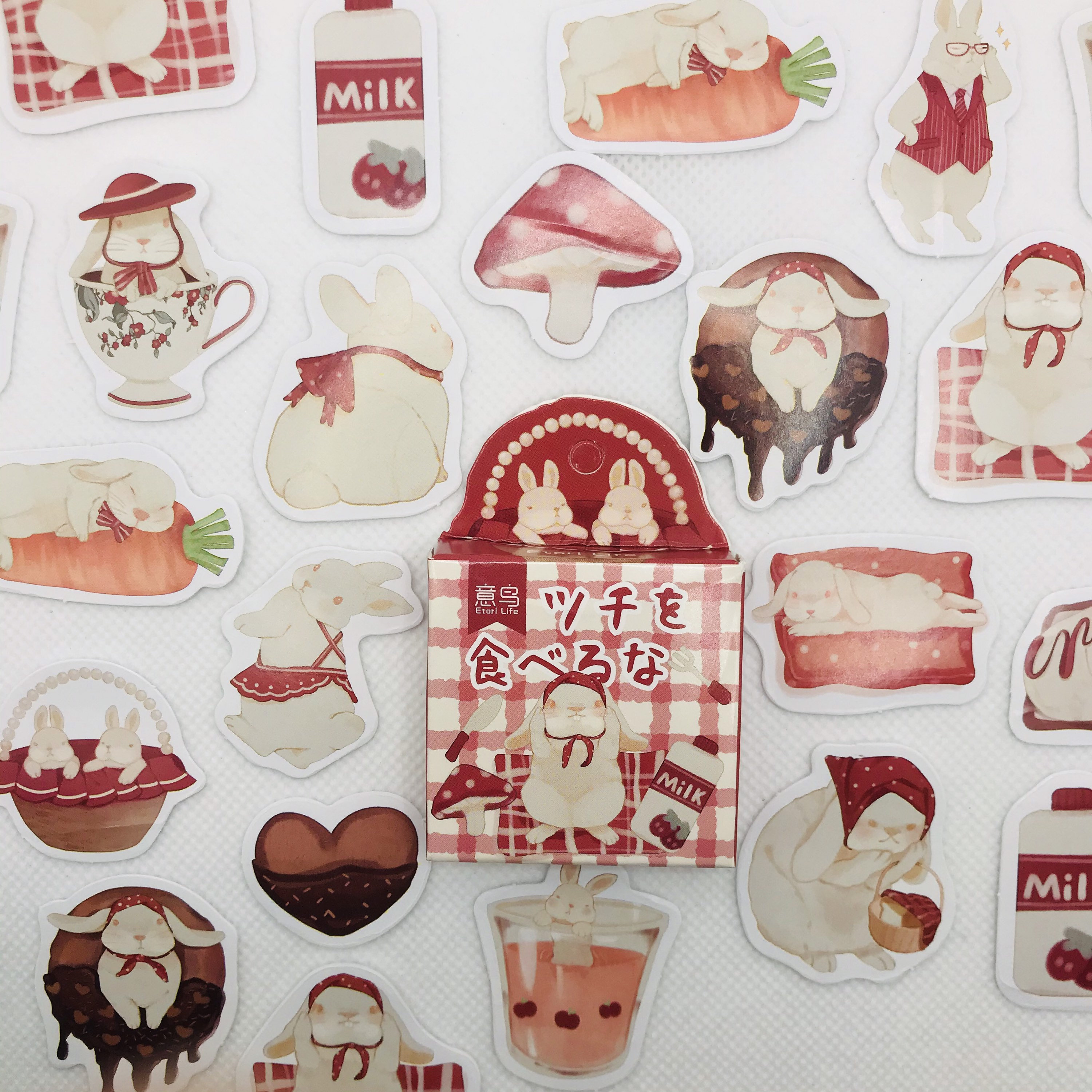 Cartoon chocolate milk bunny stickers box Paper Stickers, Labels & Tags ...