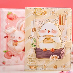 1pcs, Kawaii Notebook. Soft Touch, Cartoon, Gold Foiled Cover, Baby ...