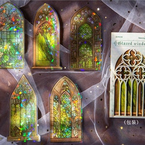 10 Gold Foil, Gothic Windows, Stickers. Textured. Stained Glass. - Etsy