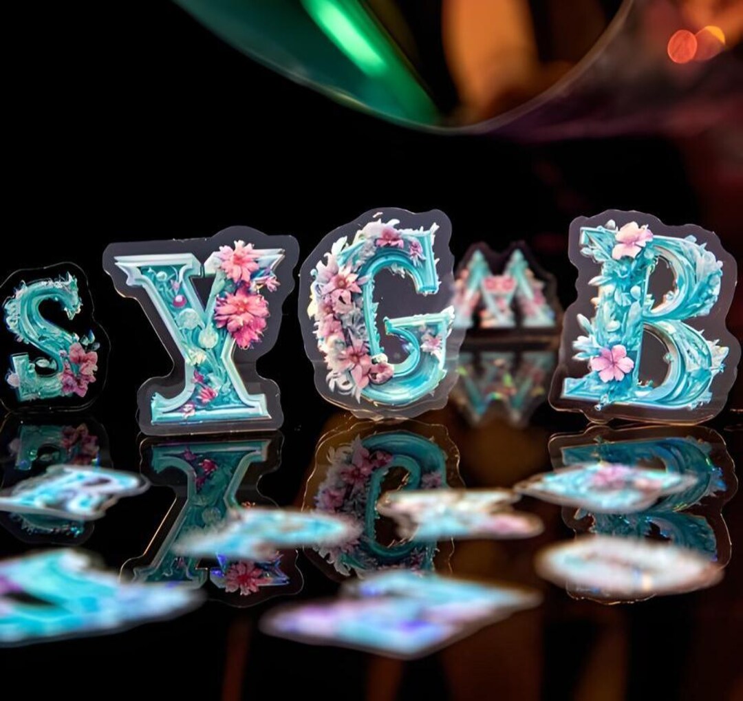 26, PET Stickers. Alphabet Letters. Jewels. Flowers. Sparkly. Words. - Etsy
