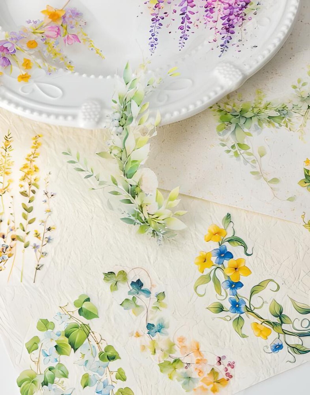 20 Matte PET Stickers. Flowers Frame. Branches. Flowers Border ...