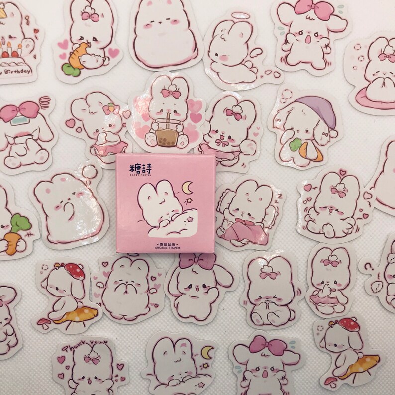 Kawaii Cartoon Baby Bunny Day Stickers Set. Scrapbooking - Etsy