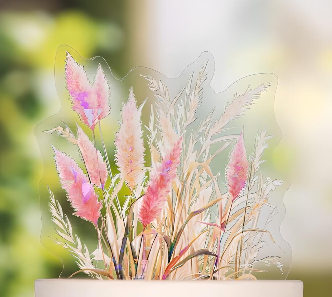 Pampas. Grass. 10, Facetted, Glossy, PET Stickers. Plants. Fields ...