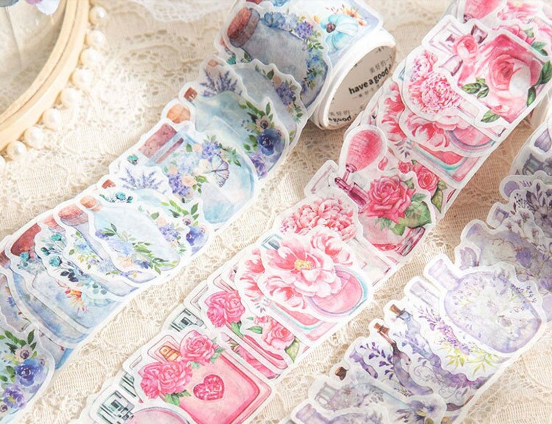 50 Washi Paper Stickers. Roll. Perfume Bottles. Flower Bottles ...