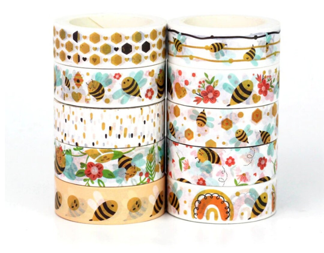 1 Roll. Happy Bees Washi Tape. Beehive. Honey. Flowers. Stationery - Etsy