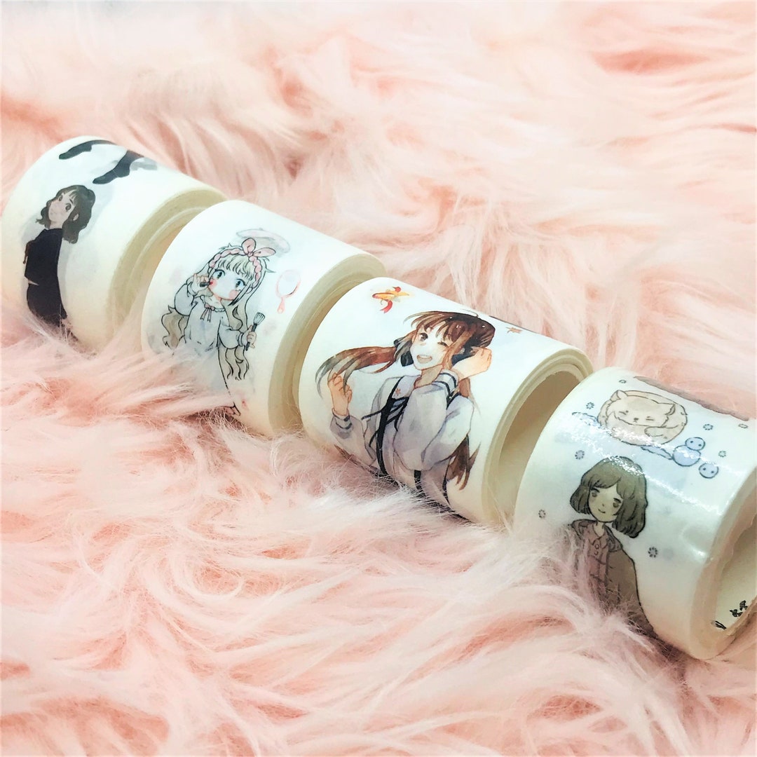1 Roll, DIY, PET, Washi Tape. Anime, Manga Girl. Cat. Release Paper ...