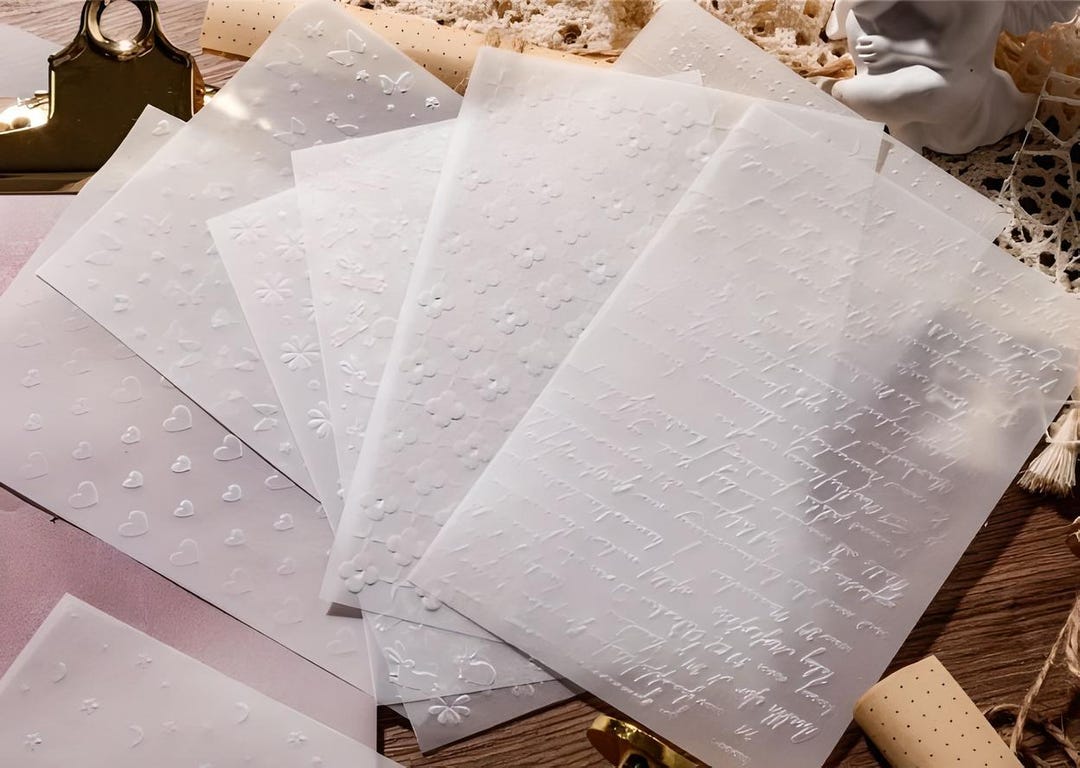 Embossed, Vellum Paper. White on White. Handwriting. Scrapbooking ...