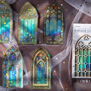 10 Gold Foil, Gothic Windows, Stickers. Textured. Stained Glass. - Etsy