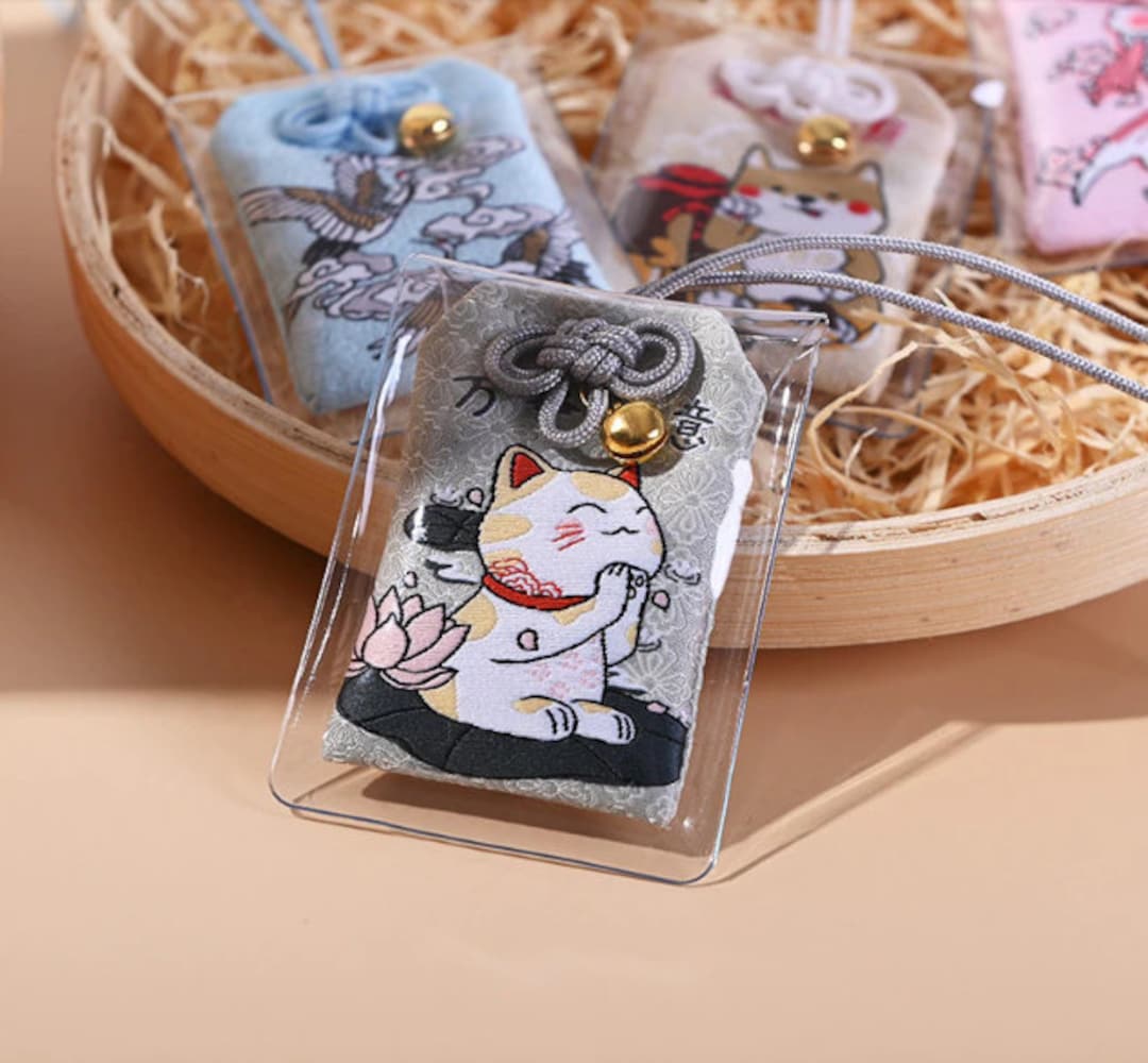 Adorable Cat Omamori. Japanese Amulet. Shinto. Buddhist. Maneki Neko ...