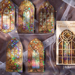 10 Gold Foil, Gothic Windows, Stickers. Textured. Stained Glass. - Etsy