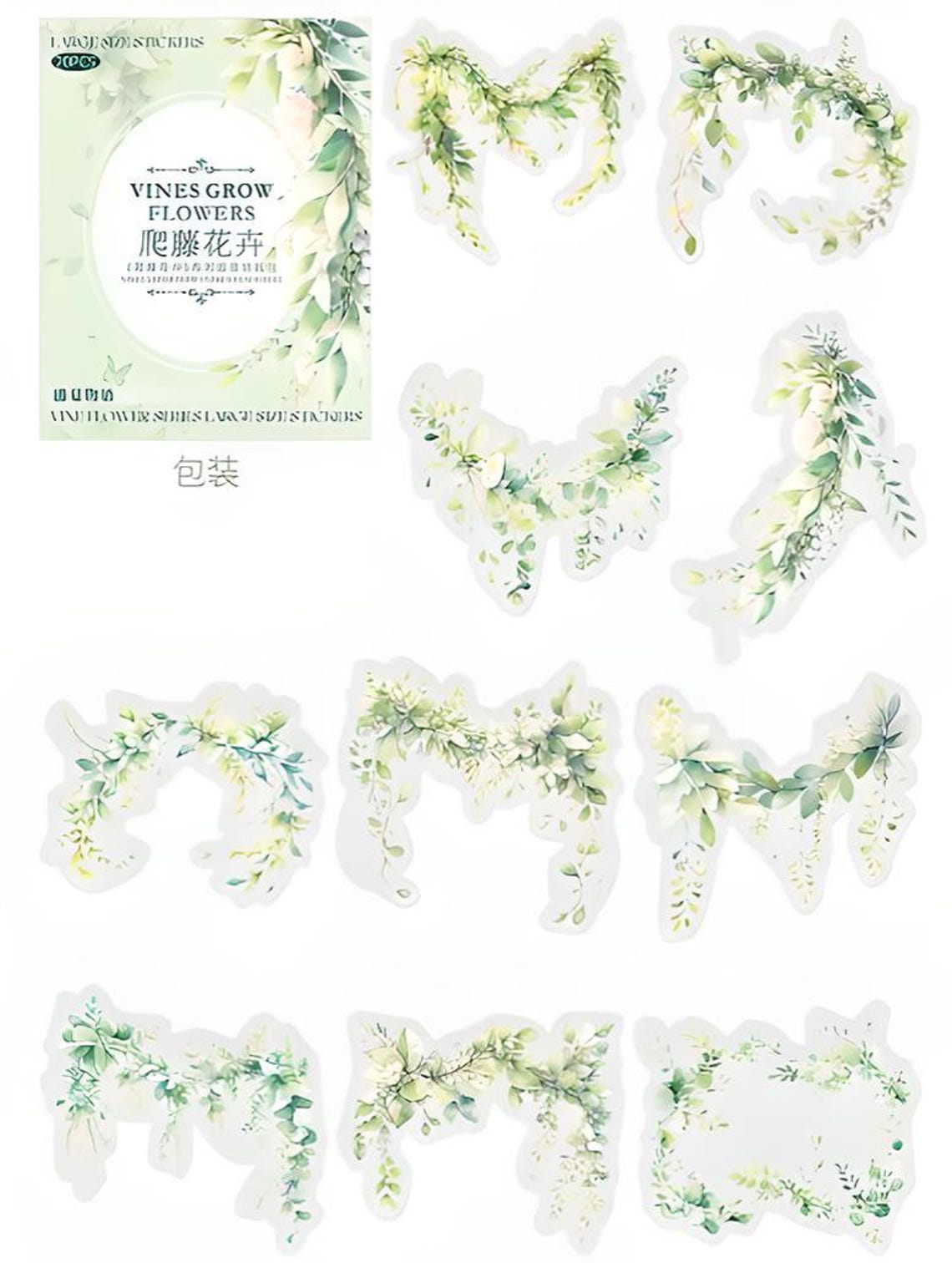20 Matte PET Stickers. Flowers Frame. Branches. Flowers Border ...