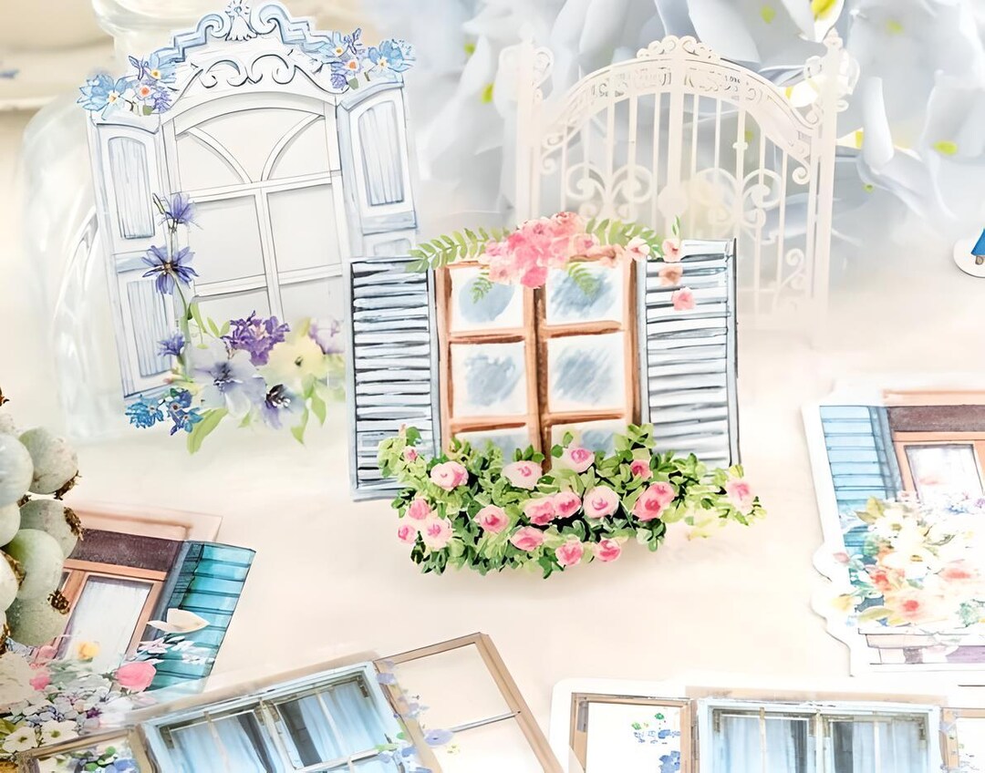 10 Stickers and Material Paper. Scrapbooking. Gates. House Windows ...