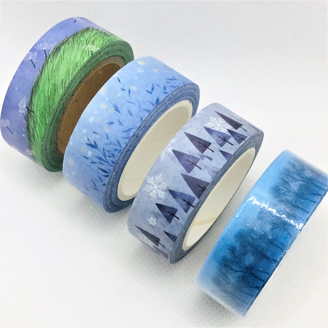 1pcs, Blue Christmas Trees. Glitter Forest. Snowflakes. Washi Tape ...