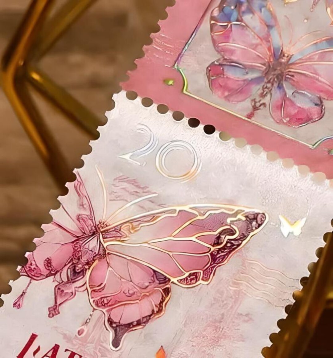 1 Roll, Gold Foil, Stamps, Stickers. Crystal Butterflies. Embellishment ...