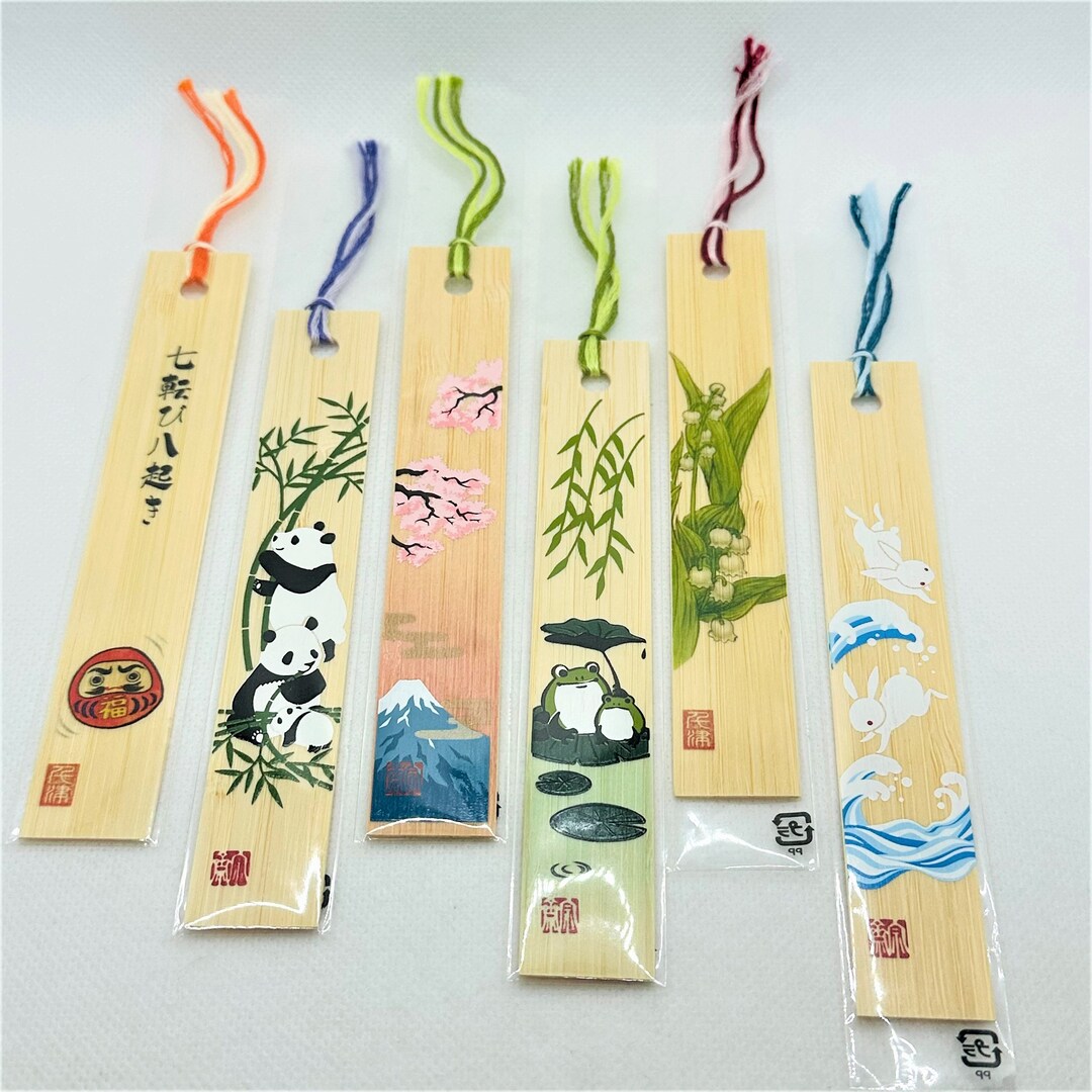 1 Bamboo Bookmark. Japanese. Frog. Panda. Rabbit. Lily of the Valley ...