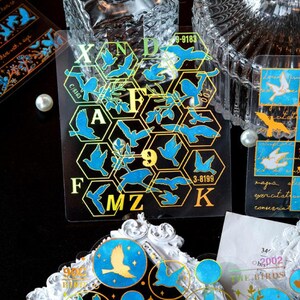 10 PET Stickers. Gold, Laser Foil. Jellyfish. Birds. Doves. Geometric ...