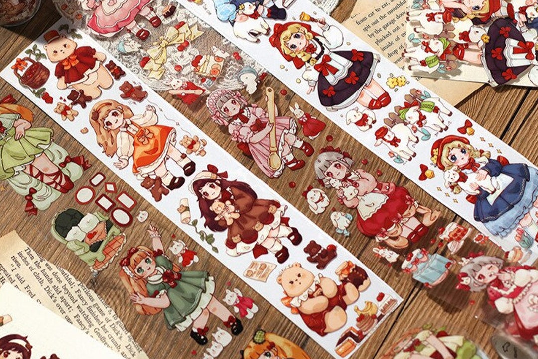 1 Roll. Kawaii. Cartoon. Anime Girl. PET Tape. Collage. Stickers ...