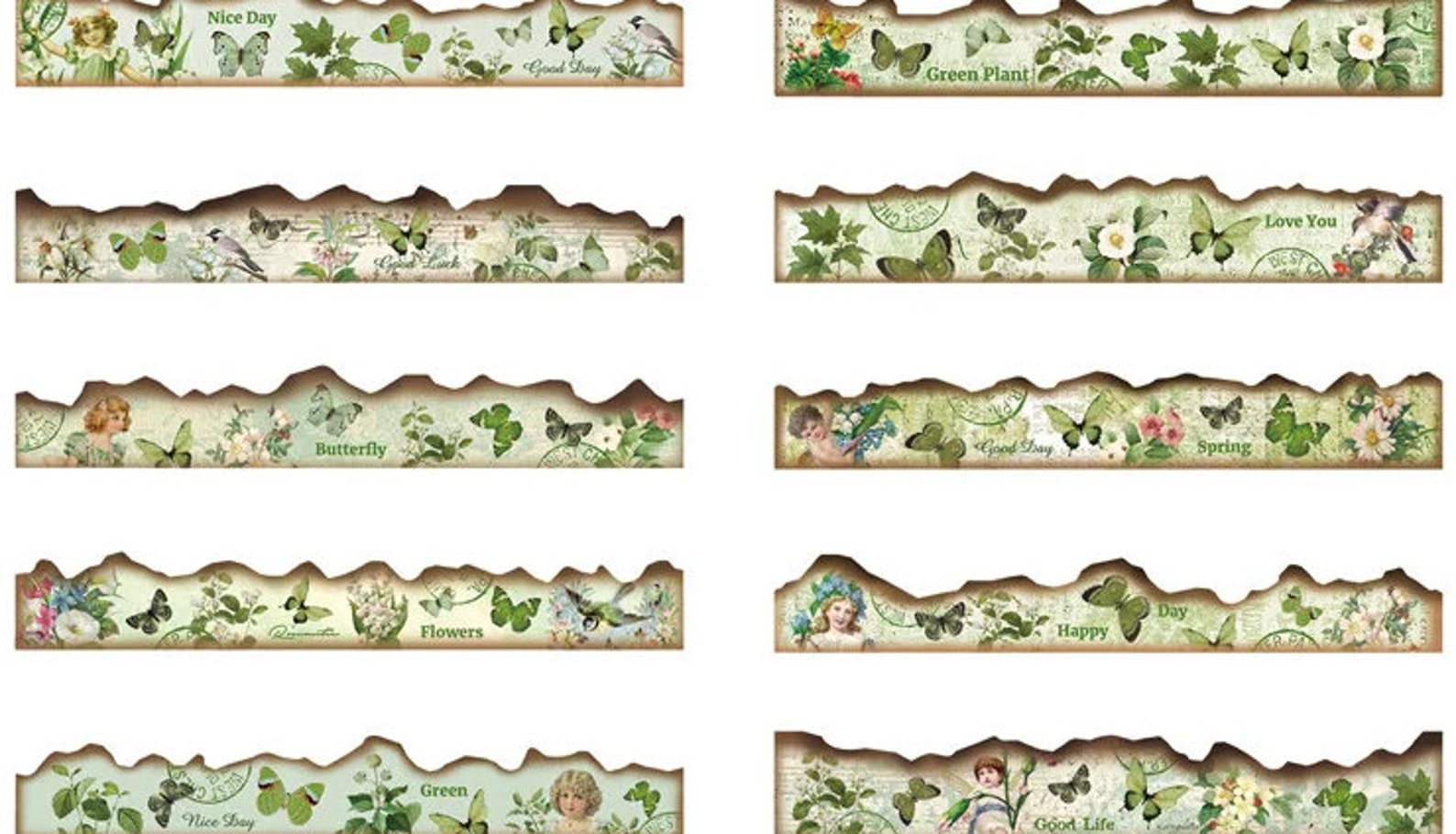 20, Retro, Page Border Stickers. Embellishments. Butterfly. Die Cut. Burnt Edge. Newspaper. - Etsy