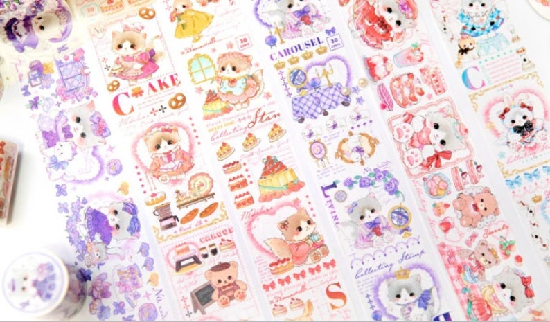 Cat Cartoon. Washi Tape. Baker. Kawaii. Sweets. - Etsy