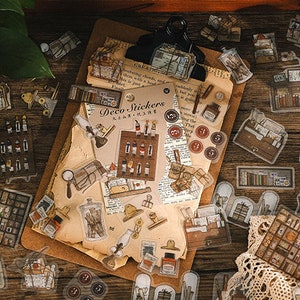 40 PET Stickers. Retro. Apothecary. Books. Botanical. Flowers. Artist ...