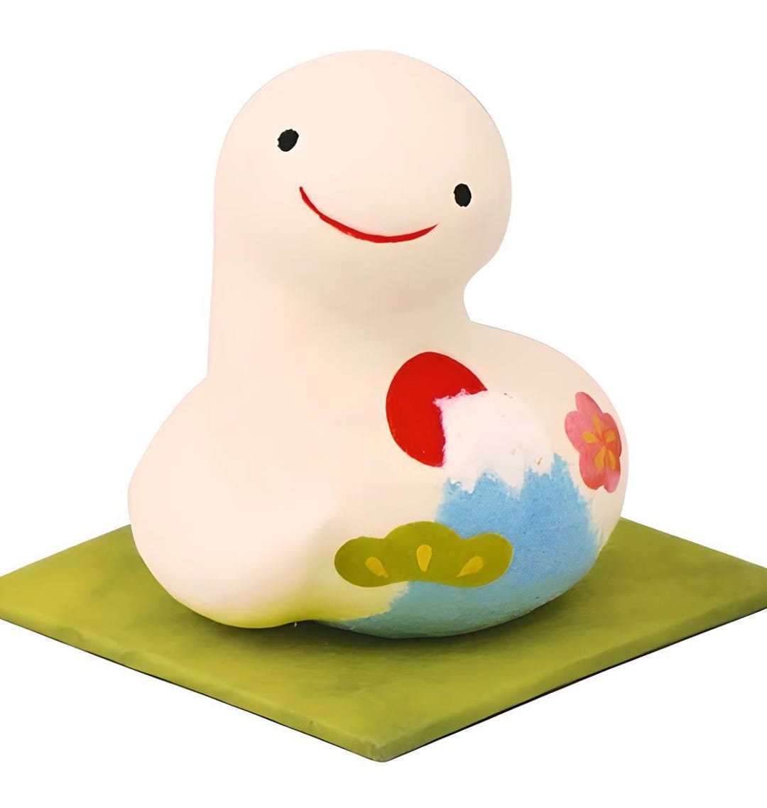 Smiling Chigiri Paper Figurine. Snake and Mt. Fuji. Japanese. Year of ...