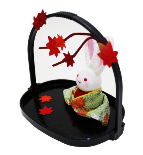 Japanese Display. Fabric Rabbit in Kimono. Autumn Leaves. - Etsy