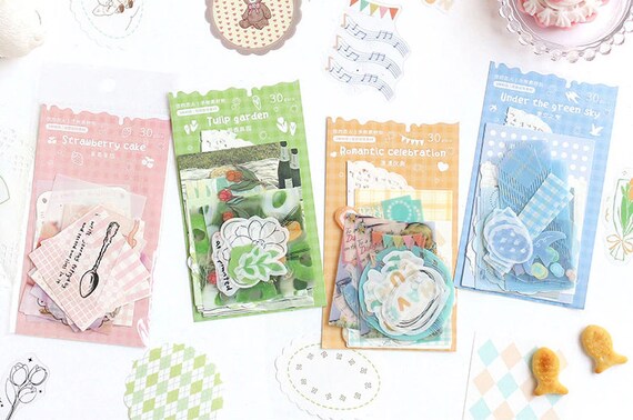 30 PET Stickers Material Paper Shapes Paper. Collage | Etsy