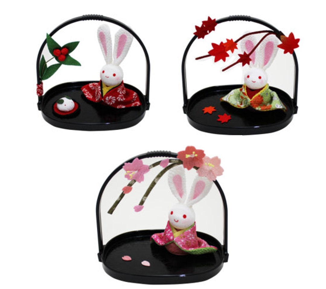 Japanese Display. Fabric Rabbit in Kimono. Autumn Leaves. Maple ...