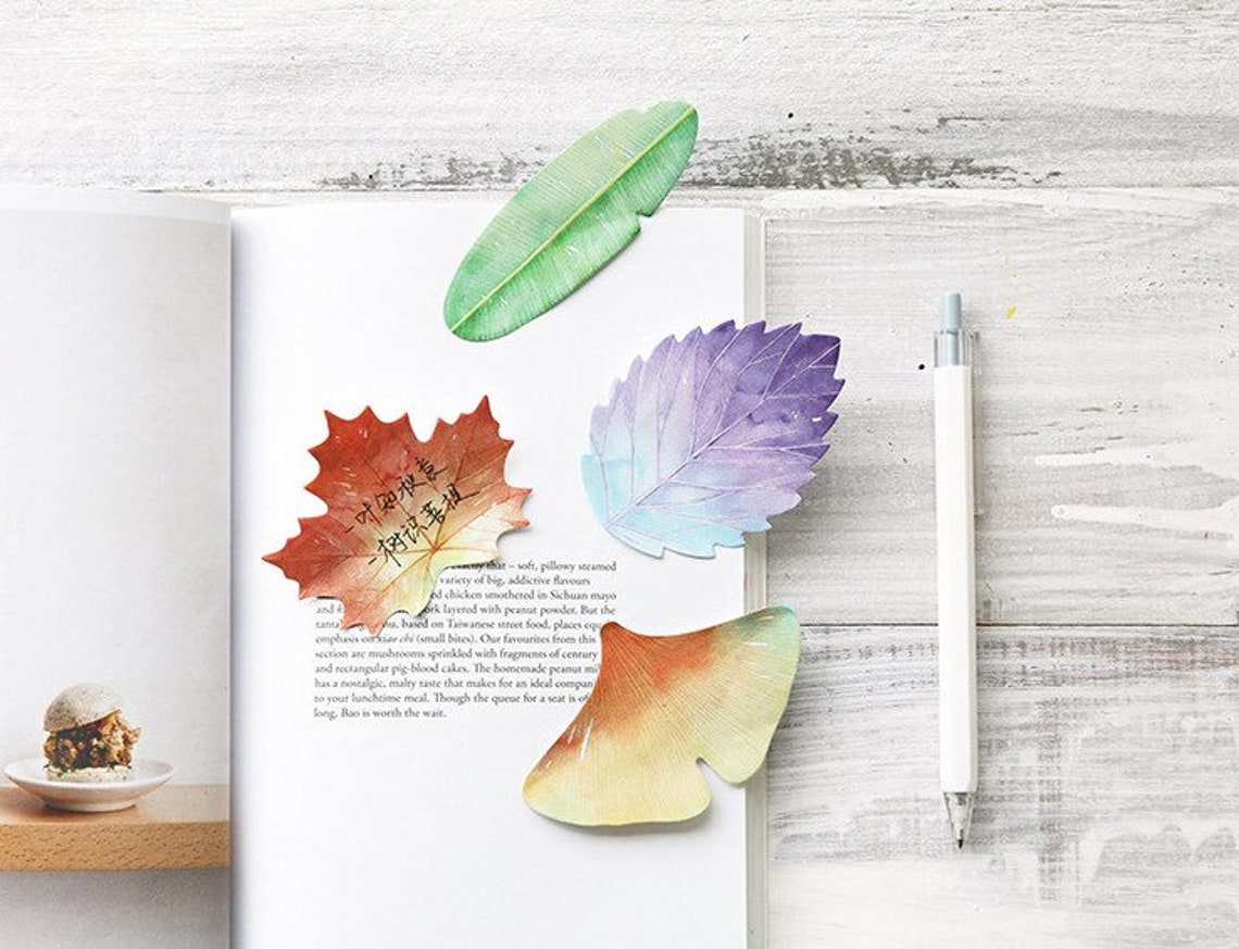 Sticky Notes With a Delicate Leaves Shape. Great for Memo in | Etsy
