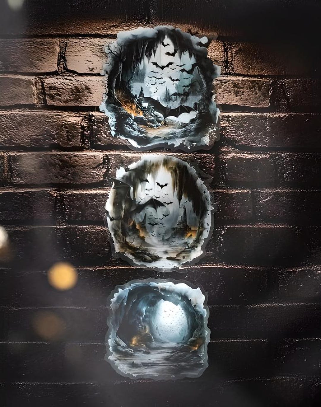 10 Halloween, Spooky, PET Stickers. Bats. Cave. Haunted Manor. Lanterns ...