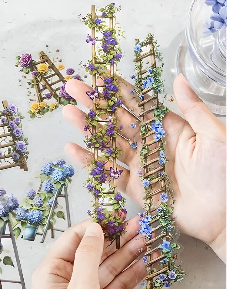 10 PET Stickers. Ladder. Stairs. Flowers. Vine. Garden. Stationery ...