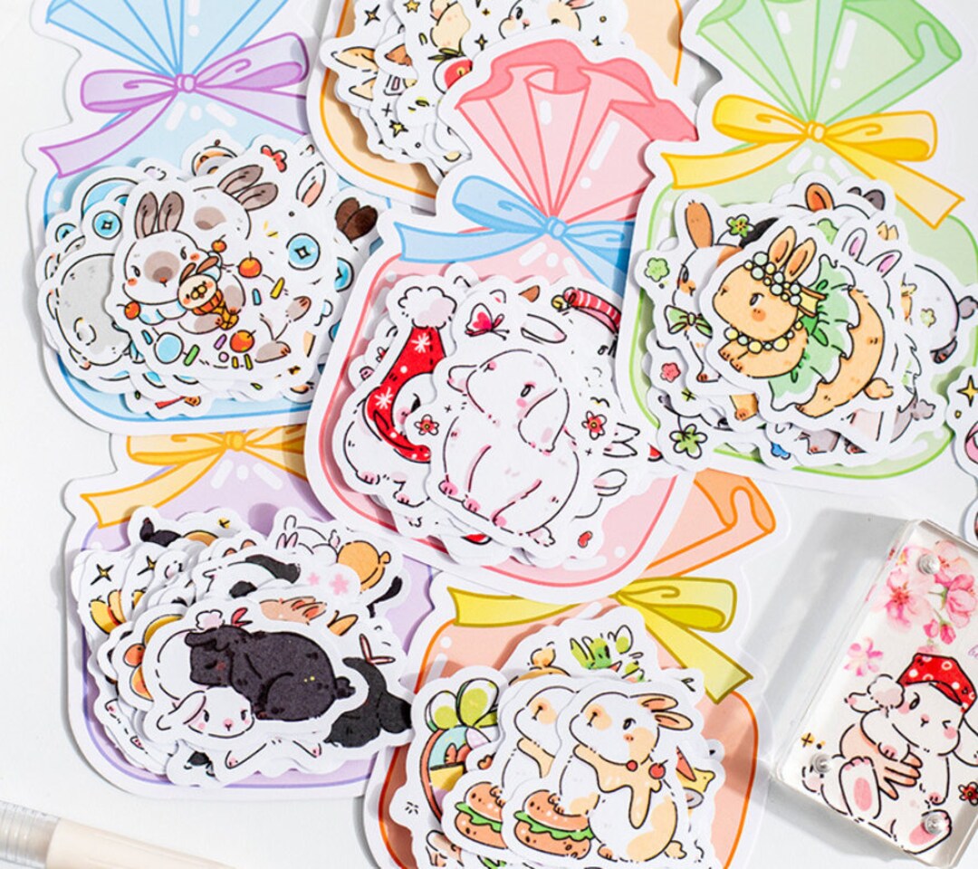 30 Washi Stickers. Cartoon. Bunny. Rabbit. Cute Animals. Drawings ...