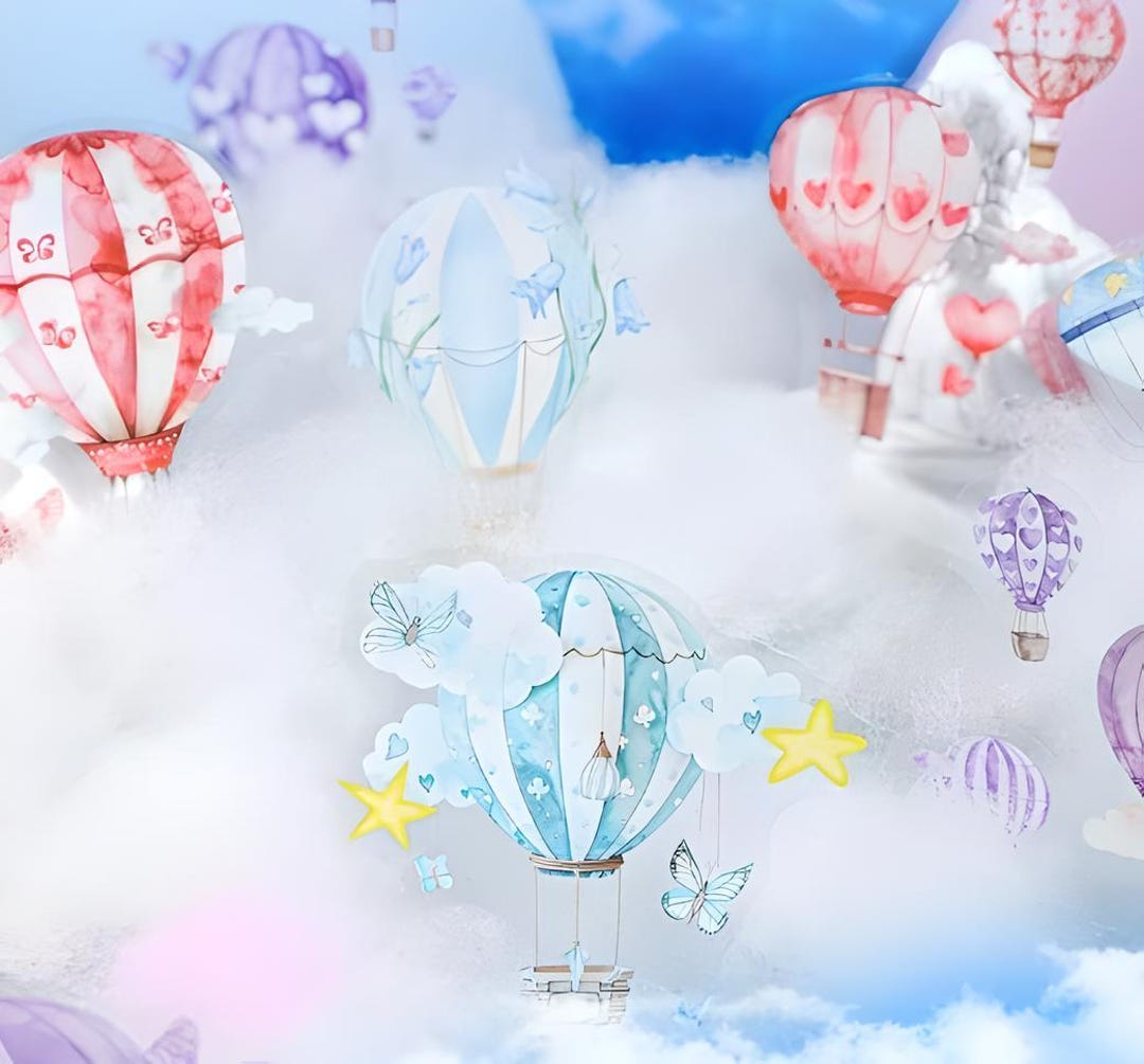 20 PET Stickers. Cute, Hot Air Balloons. Embellishment. Deco Stickers ...
