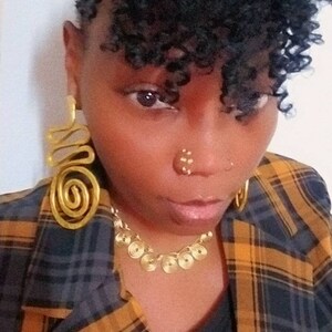 Very Large Swirl Earring, Gold Statement Earrings, Afrocentric, Juneteenth, Aluminum Earrings ...