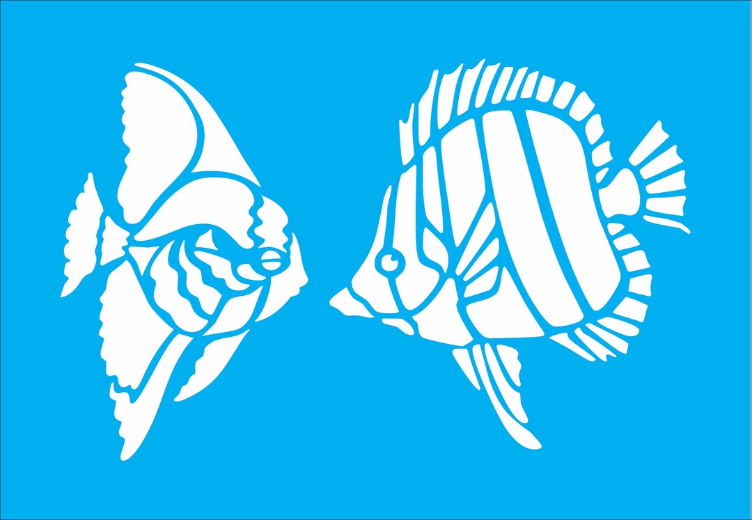 Pair of Tropical Fish Beach Stencil - Tropical Fish Stencil - Beach Stencil - Fish Stencil - Etsy