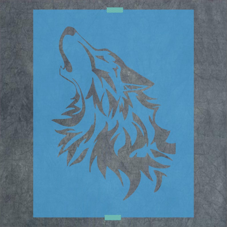 Tribal Howling Wolf Stencil, Tribal Wolf Stencil, Tribal Animal Stencil ...