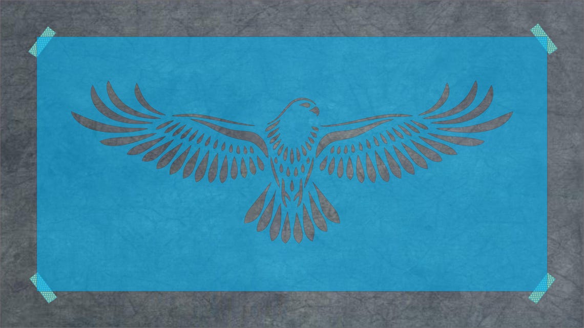 Hawk With Turned Head in Flight Stencil, Flying Bird Stencil - Eagle ...