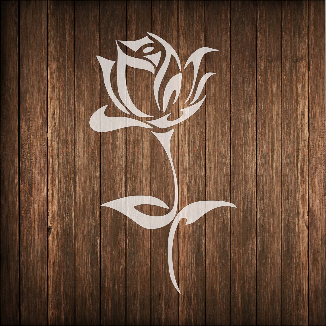 Tribal Style Rose Stencil - Single Rose Stencil - Leaves Stencil ...