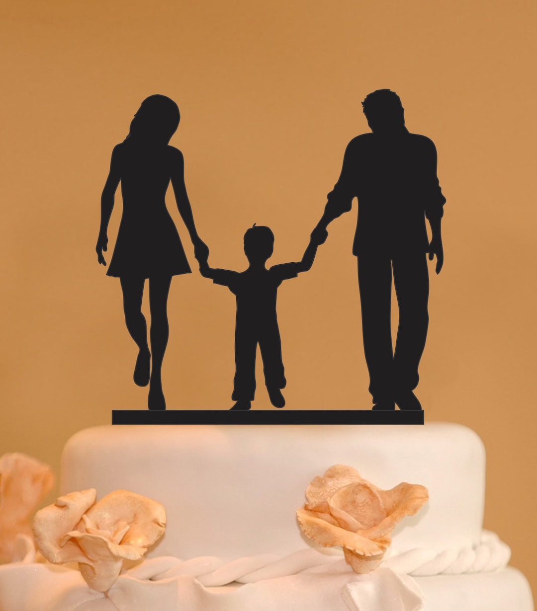 Man, Woman and Child Wedding Cake Topper - Silhouette Cake Topper ...