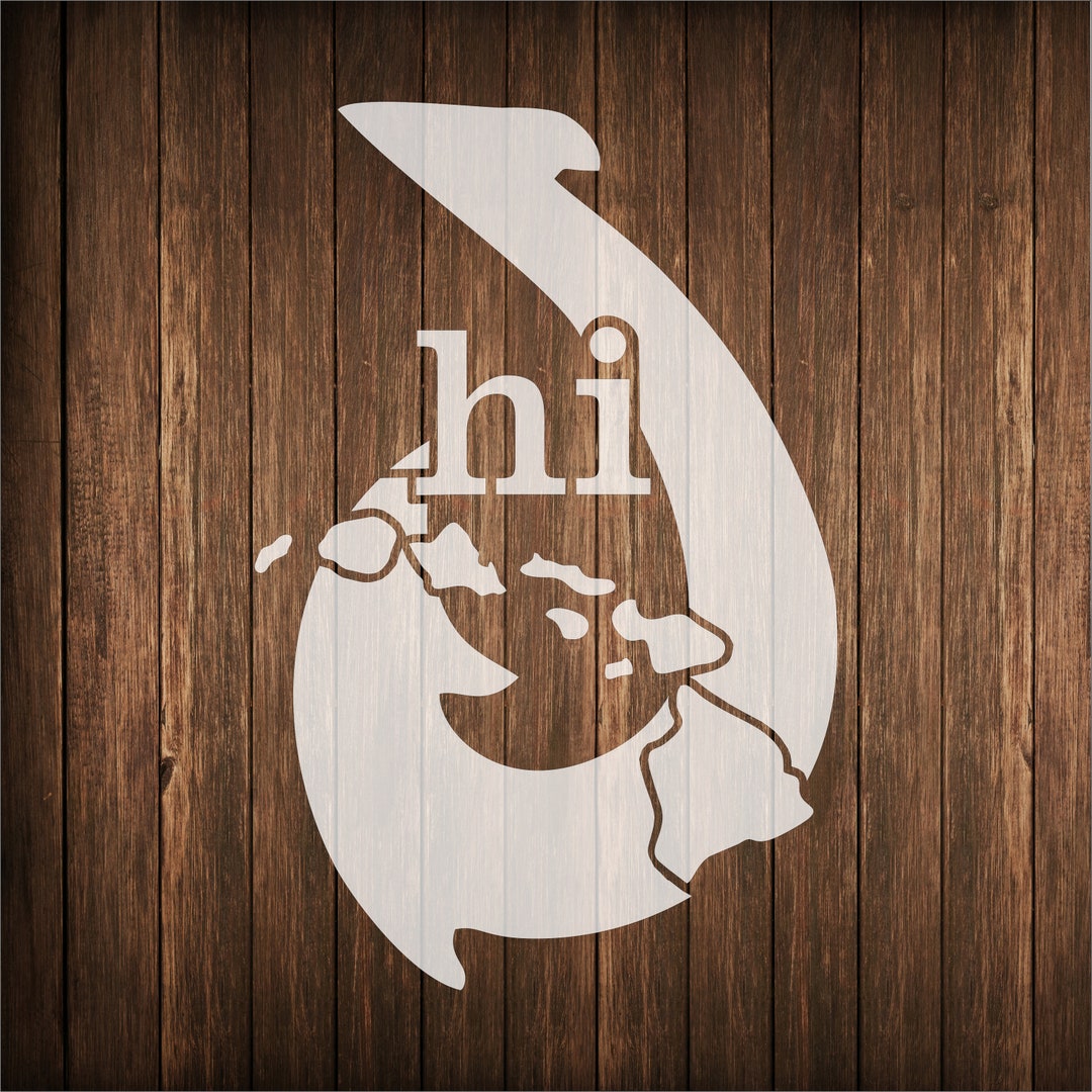 Hawaiian Islands Fish Hook HI Stencil, Reuseable Fish Hook Stencil ...