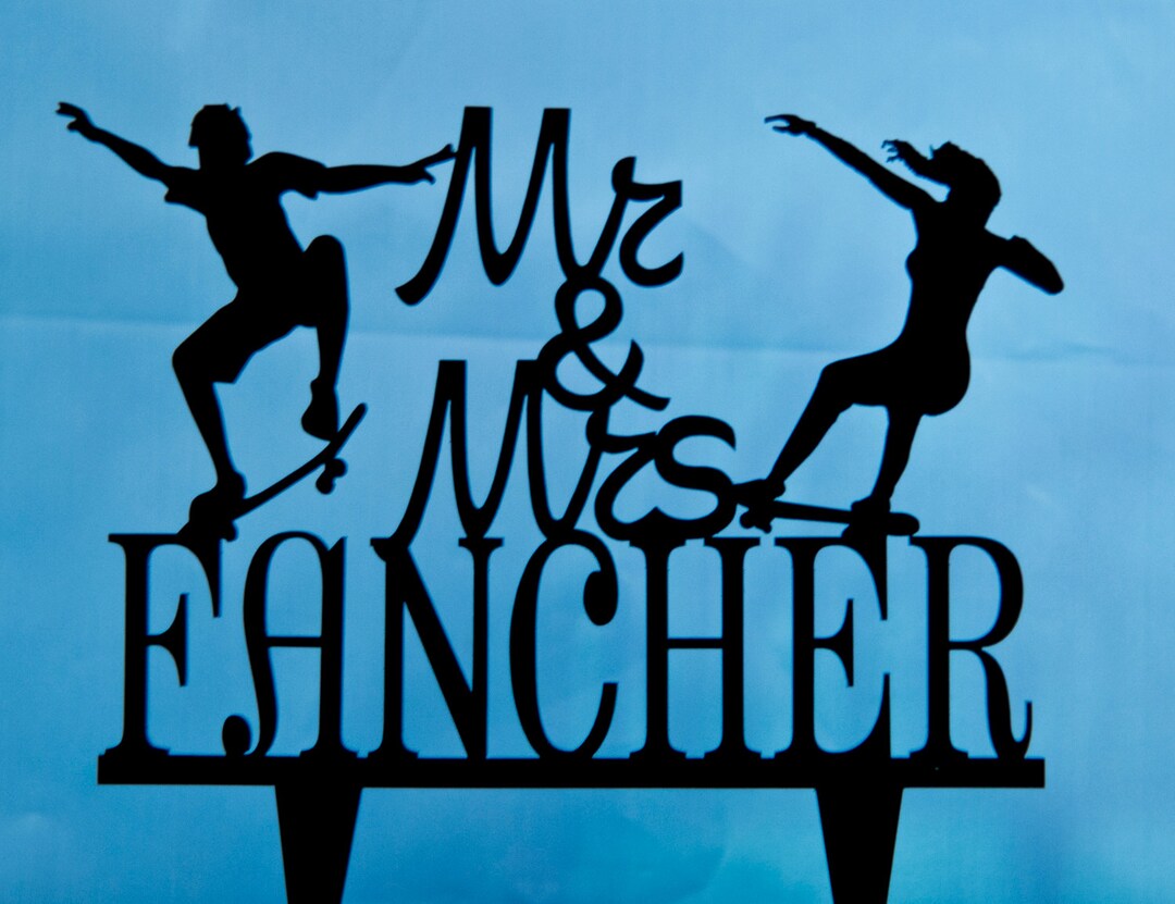Mr. and Mrs. Skateboarders Wedding Cake Topper - Skateboarding Cake ...