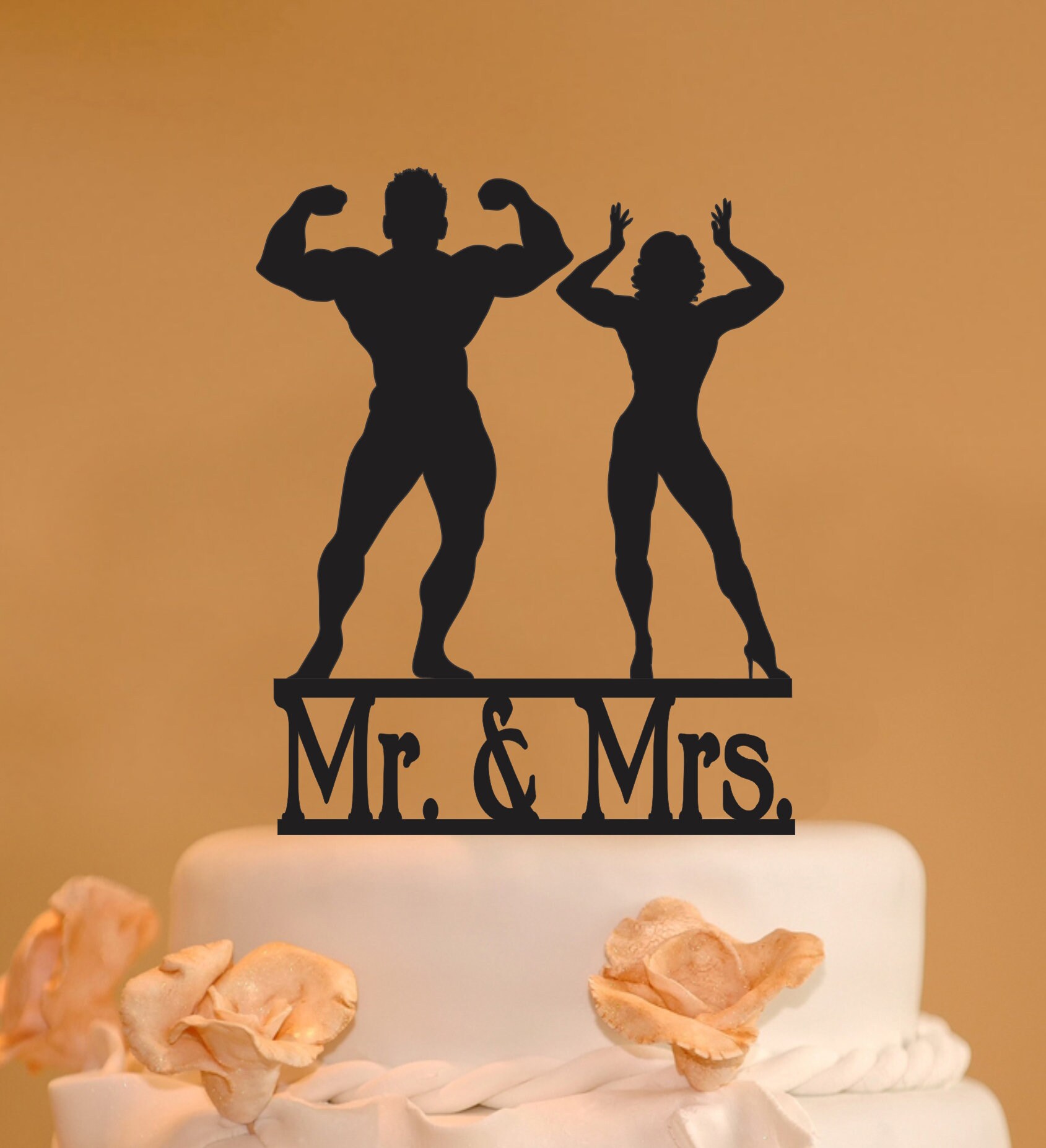 Mr. and Mrs. Body Builders Pose Down Custom Wedding Cake - Etsy