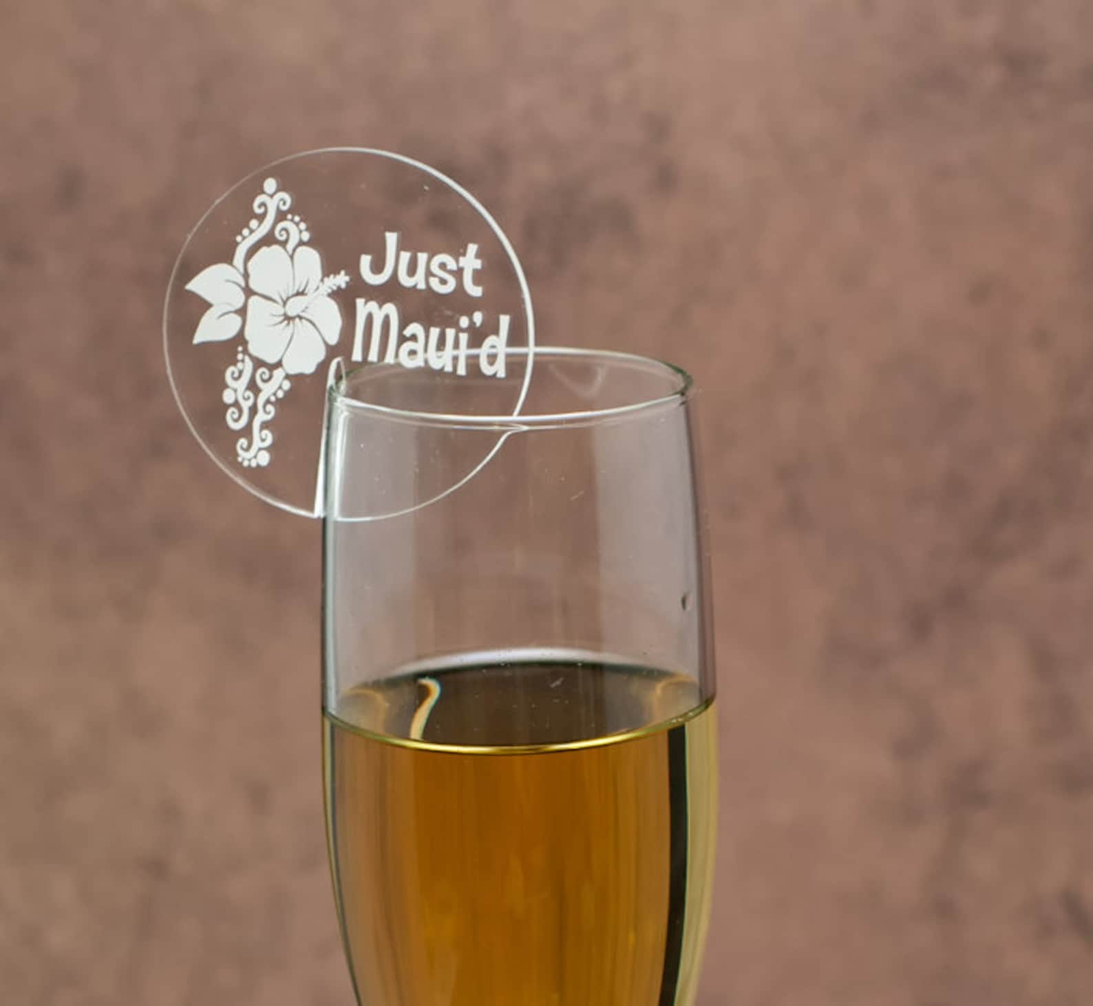 Champagne Glass Name Tags and Charms Hawaii Themed Just - Etsy