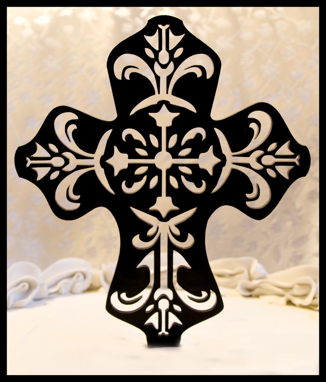 Decorative Cross Wedding Cake Topper Design 1 - Decorative Cross Cake ...